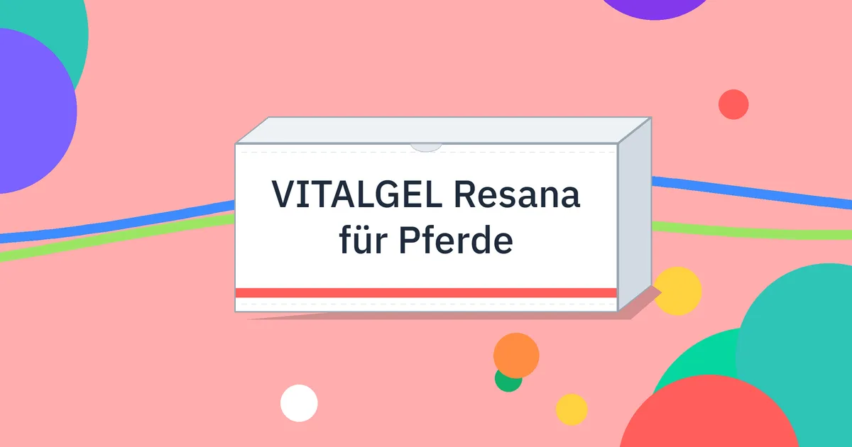 Symbolbild: Packung mit der Aufschrift VITALGEL Resana für Pferde (PZN 01884337) – Verfügbarkeit und Bezug in Apotheken in Frankfurt am Main