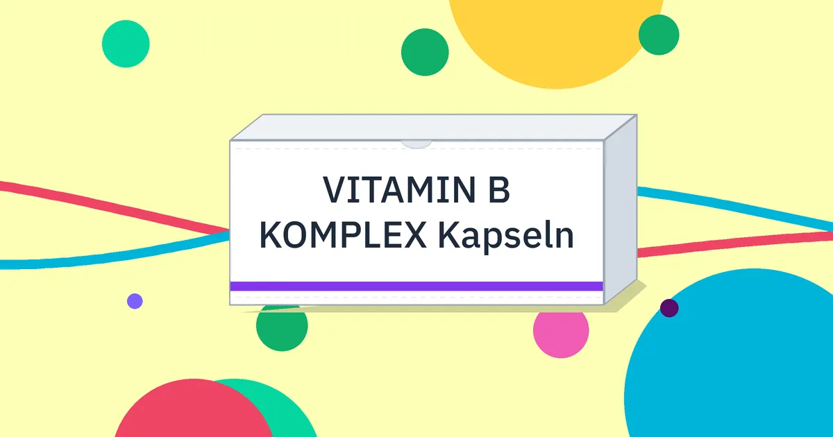 Symbolbild: Packung mit der Aufschrift VITAMIN B KOMPLEX Kapseln (PZN 16044040) – Verfügbarkeit und Bezug in Apotheken in Frankfurt am Main