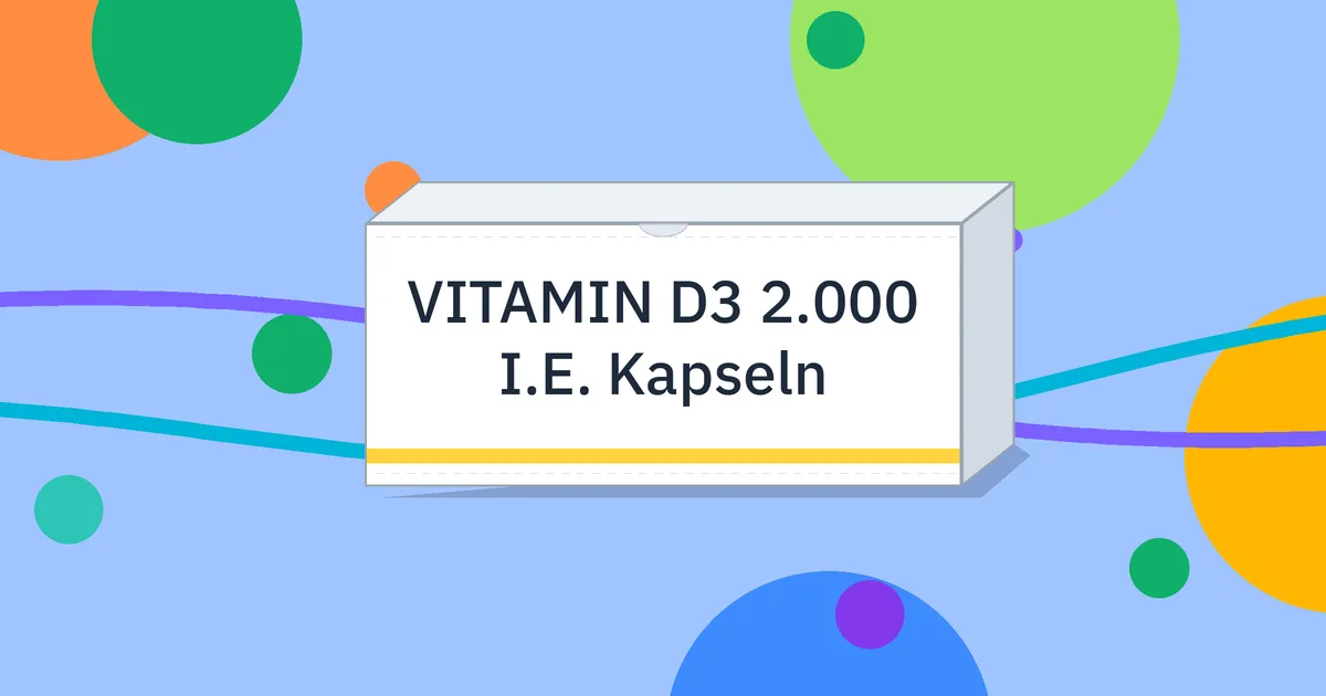 Symbolbild: Packung mit der Aufschrift VITAMIN D3 2.000 I.E. Kapseln (PZN 10993918) – Verfügbarkeit und Bezug in Apotheken in Frankfurt am Main
