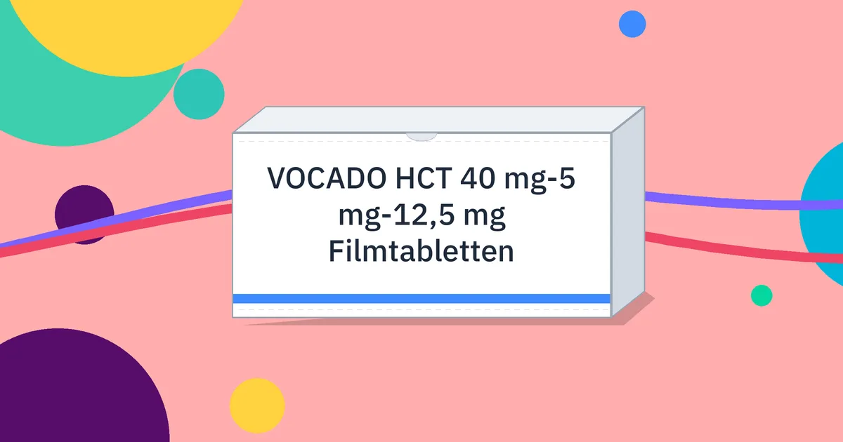 Symbolbild: Packung mit der Aufschrift VOCADO HCT 40 mg-5 mg-12,5 mg Filmtabletten (PZN 07381927) – Verfügbarkeit und Bezug in Apotheken in Frankfurt am Main