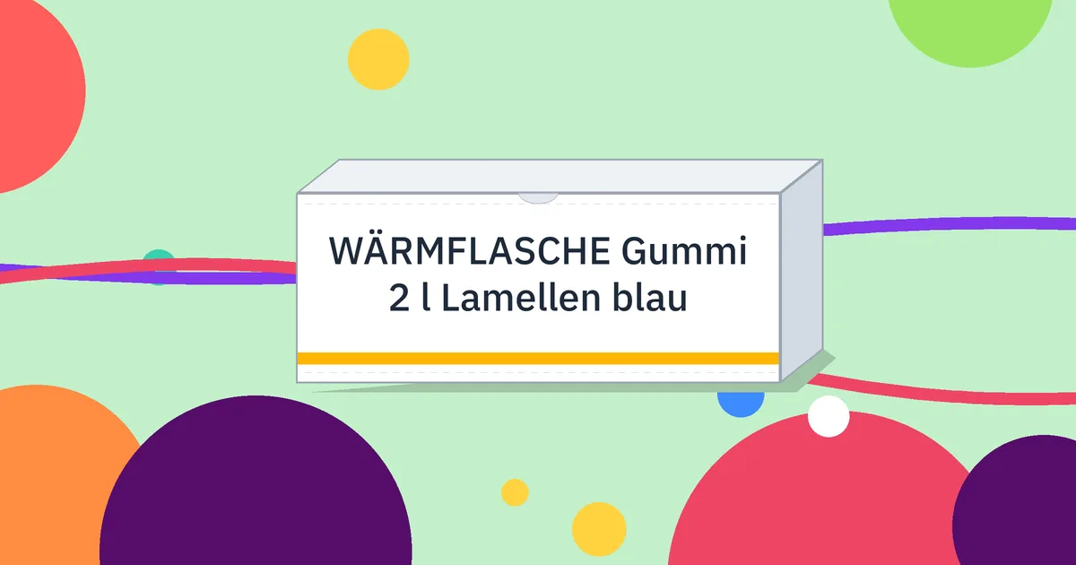 Symbolbild: Packung mit der Aufschrift WÄRMFLASCHE Gummi 2 l Lamellen blau (PZN 20133950) – Verfügbarkeit und Bezug in Apotheken in Frankfurt am Main