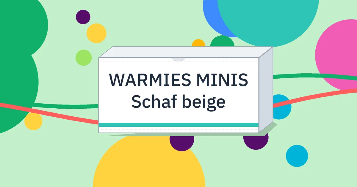 Symbolbild: Packung mit der Aufschrift WARMIES MINIS Schaf beige (PZN 10250525) – Verfügbarkeit und Bezug in Apotheken in Frankfurt am Main