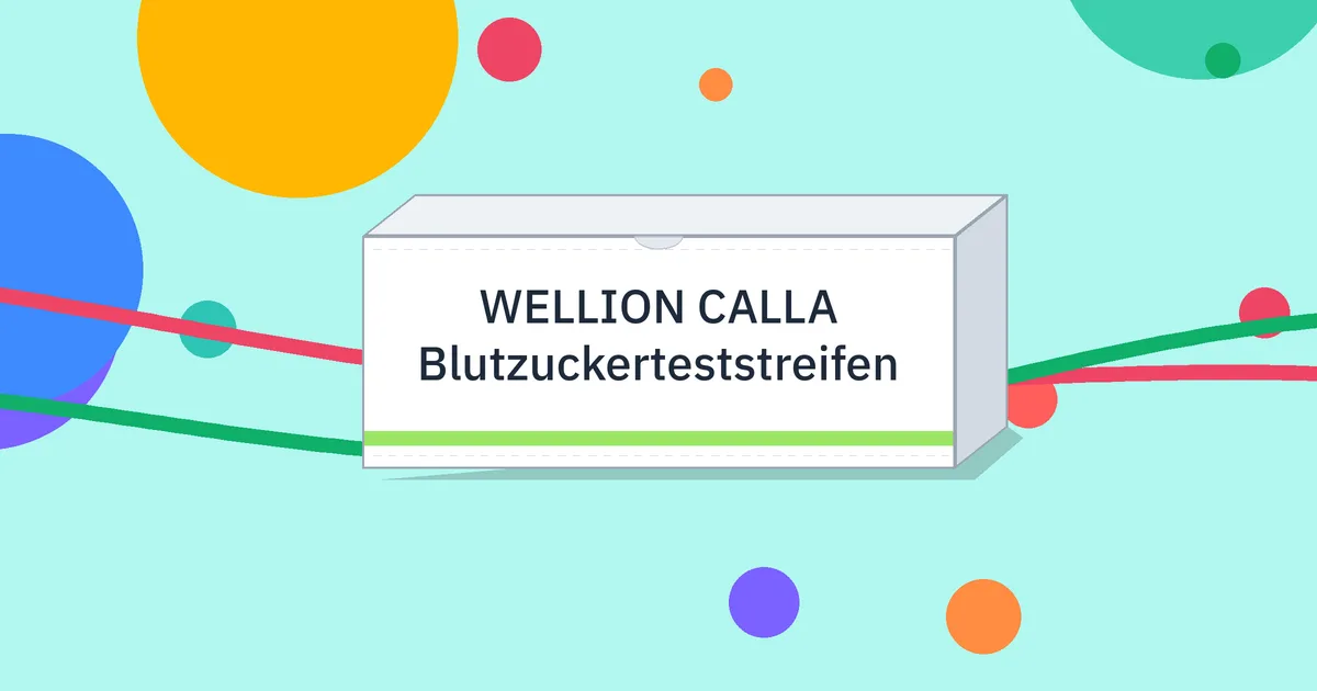 Symbolbild: Packung mit der Aufschrift WELLION CALLA Blutzuckerteststreifen (PZN 08403128) – Verfügbarkeit und Bezug in Apotheken in Frankfurt am Main