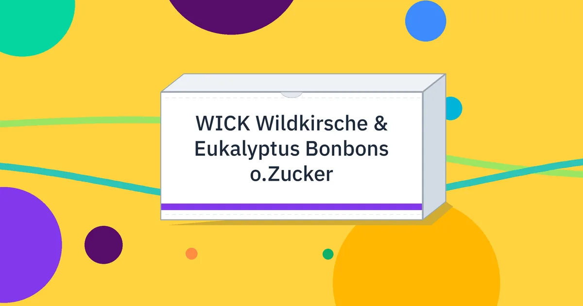 Symbolbild: Packung mit der Aufschrift WICK Wildkirsche & Eukalyptus Bonbons o.Zucker (PZN 08861718) – Verfügbarkeit und Bezug in Apotheken in Frankfurt am Main