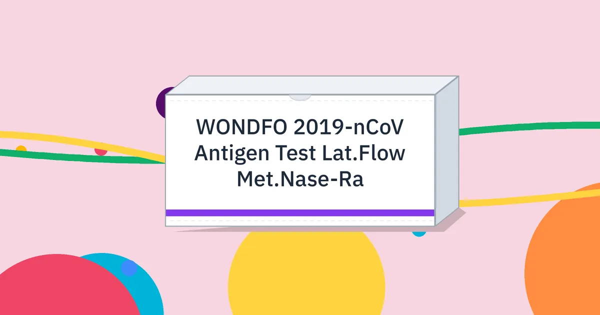 Symbolbild: Packung mit der Aufschrift WONDFO 2019-nCoV Antigen Test Lat.Flow Met.Nase-Ra (PZN 17924814) – Verfügbarkeit und Bezug in Apotheken in Frankfurt am Main
