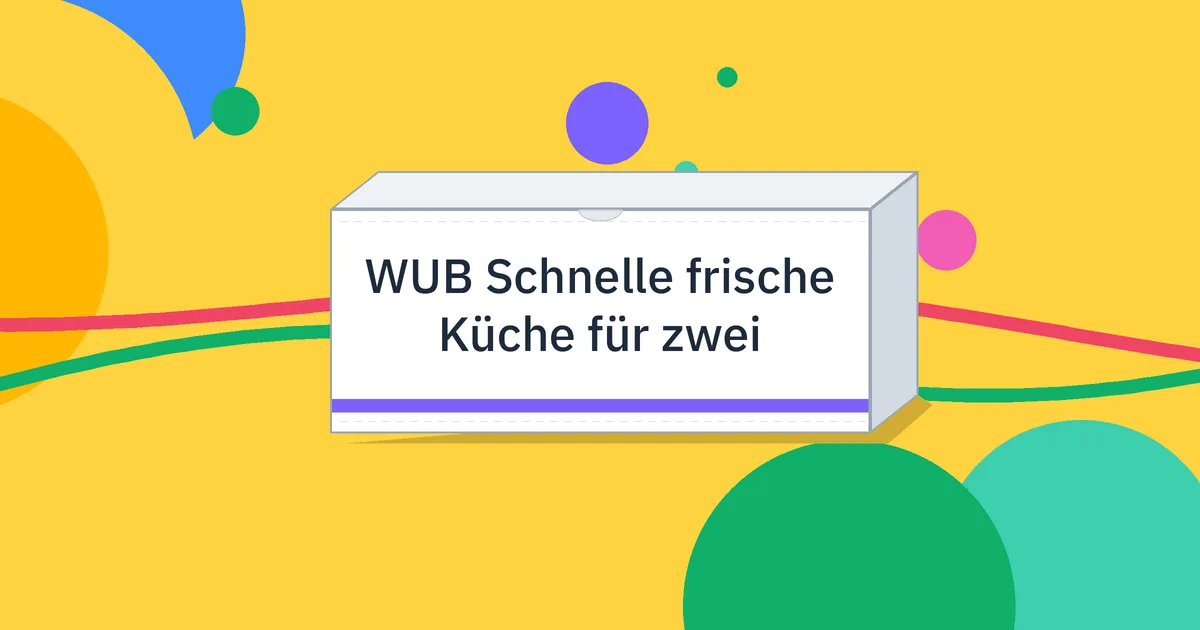 Symbolbild: Packung mit der Aufschrift WUB Schnelle frische Küche für zwei (PZN 16782217) – Verfügbarkeit und Bezug in Apotheken in Frankfurt am Main