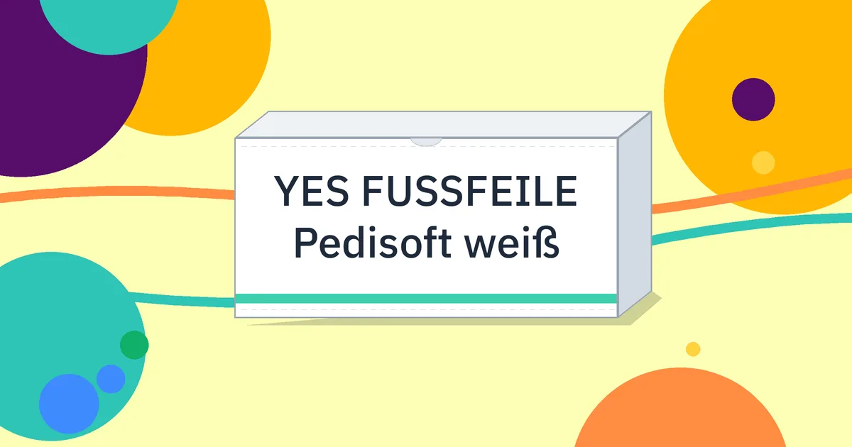 Symbolbild: Packung mit der Aufschrift YES FUSSFEILE Pedisoft weiß (PZN 14220596) – Verfügbarkeit und Bezug in Apotheken in Frankfurt am Main
