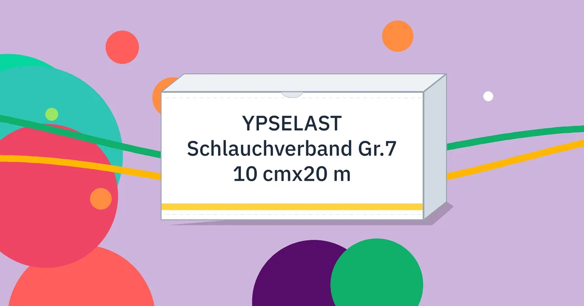 Symbolbild: Packung mit der Aufschrift YPSELAST Schlauchverband Gr.7 10 cmx20 m (PZN 09313752) – Verfügbarkeit und Bezug in Apotheken in Frankfurt am Main