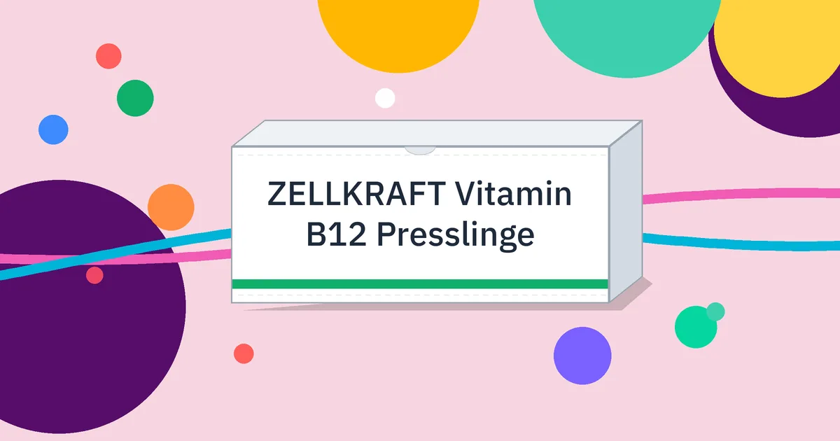 Symbolbild: Packung mit der Aufschrift ZELLKRAFT Vitamin B12 Presslinge (PZN 19898268) – Verfügbarkeit und Bezug in Apotheken in Frankfurt am Main