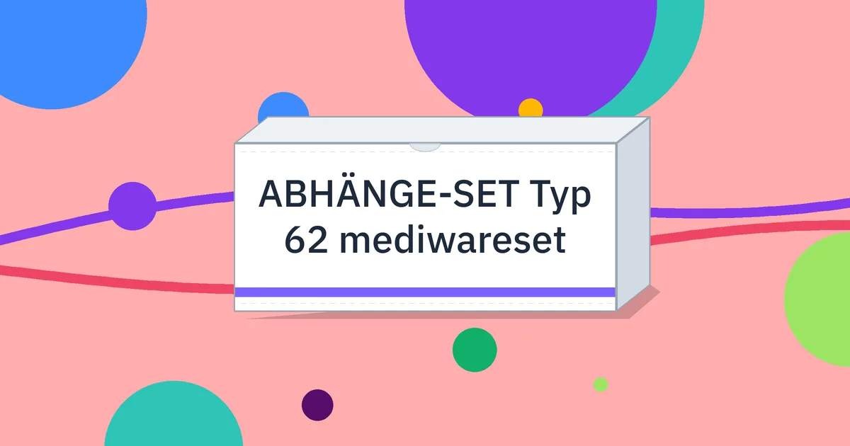 Symbolbild: Packung mit der Aufschrift ABHÄNGE-SET Typ 62 mediwareset (PZN 19548700) – Verfügbarkeit und Bezug in Apotheken in Frankfurt am Main