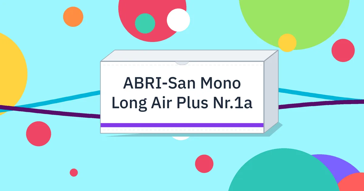 Symbolbild: Packung mit der Aufschrift ABRI-San Mono Long Air Plus Nr.1a (PZN 02806061) – Verfügbarkeit und Bezug in Apotheken in Frankfurt am Main