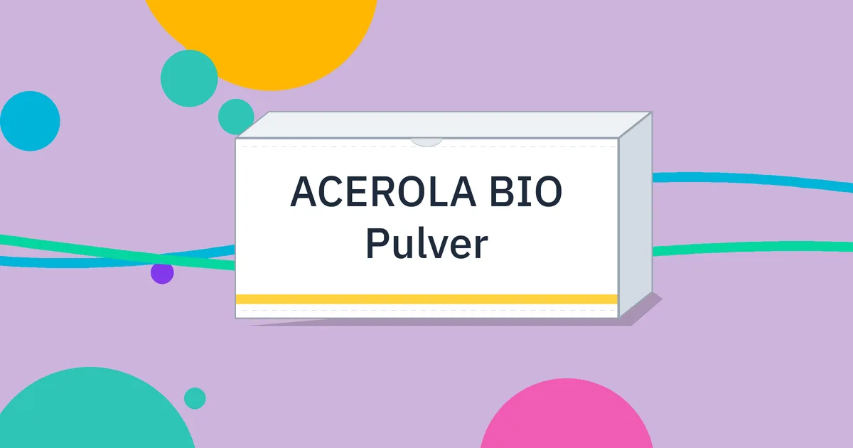 Symbolbild: Packung mit der Aufschrift ACEROLA BIO Pulver (PZN 06866249) – Verfügbarkeit und Bezug in Apotheken in Frankfurt am Main