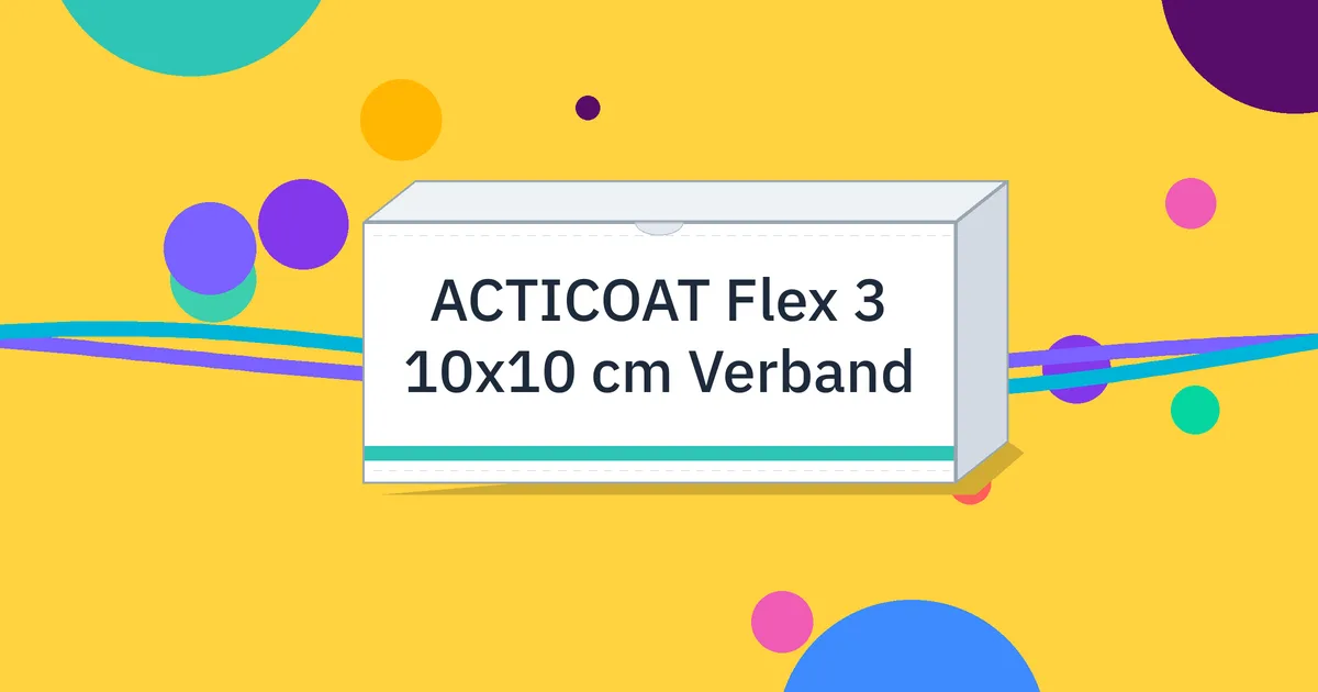 Symbolbild: Packung mit der Aufschrift ACTICOAT Flex 3 10x10 cm Verband (PZN 17583112) – Verfügbarkeit und Bezug in Apotheken in Frankfurt am Main