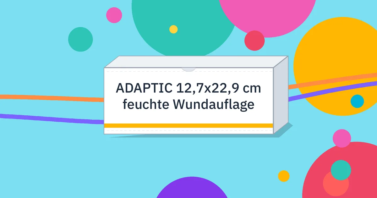 Symbolbild: Packung mit der Aufschrift ADAPTIC 12,7x22,9 cm feuchte Wundauflage (PZN 18055289) – Verfügbarkeit und Bezug in Apotheken in Frankfurt am Main