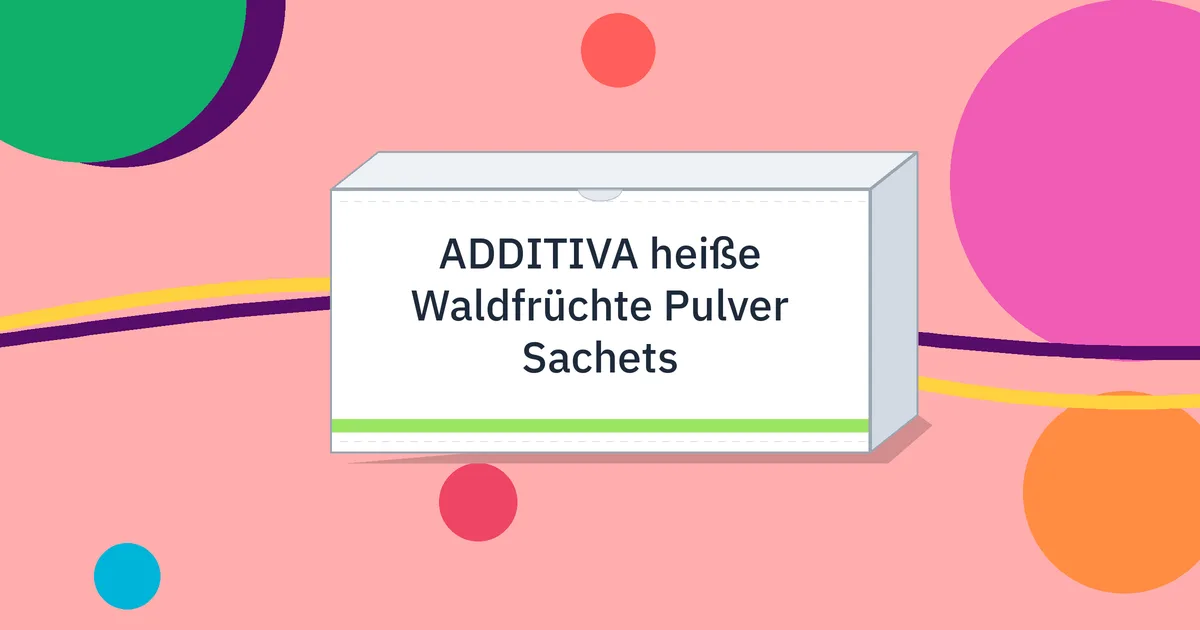 Symbolbild: Packung mit der Aufschrift ADDITIVA heiße Waldfrüchte Pulver Sachets (PZN 13863406) – Verfügbarkeit und Bezug in Apotheken in Frankfurt am Main