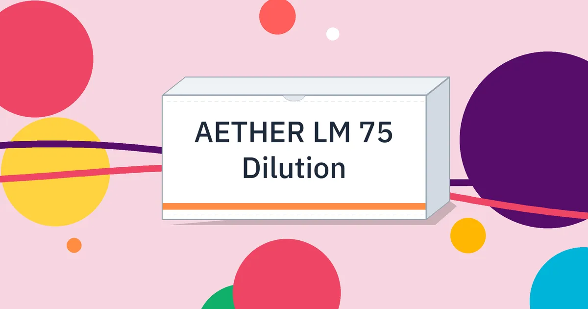 Symbolbild: Packung mit der Aufschrift AETHER LM 75 Dilution (PZN 13300666) – Verfügbarkeit und Bezug in Apotheken in Frankfurt am Main
