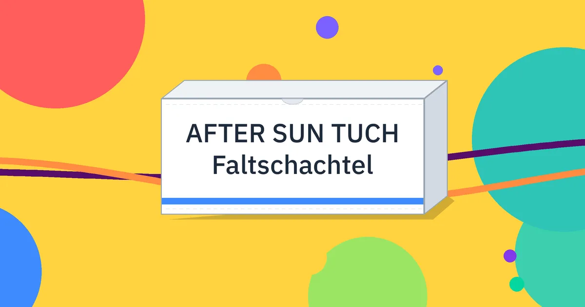 Symbolbild: Packung mit der Aufschrift AFTER SUN TUCH Faltschachtel (PZN 14238975) – Verfügbarkeit und Bezug in Apotheken in Frankfurt am Main
