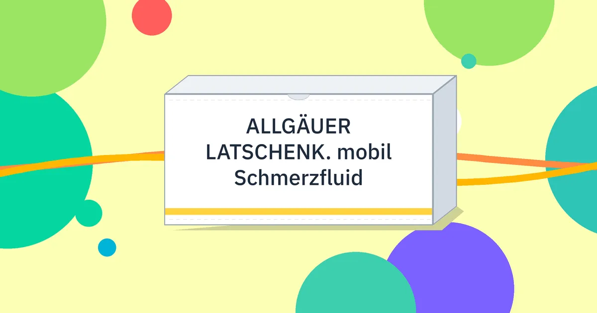 Symbolbild: Packung mit der Aufschrift ALLGÄUER LATSCHENK. mobil Schmerzfluid (PZN 04368211) – Verfügbarkeit und Bezug in Apotheken in Frankfurt am Main
