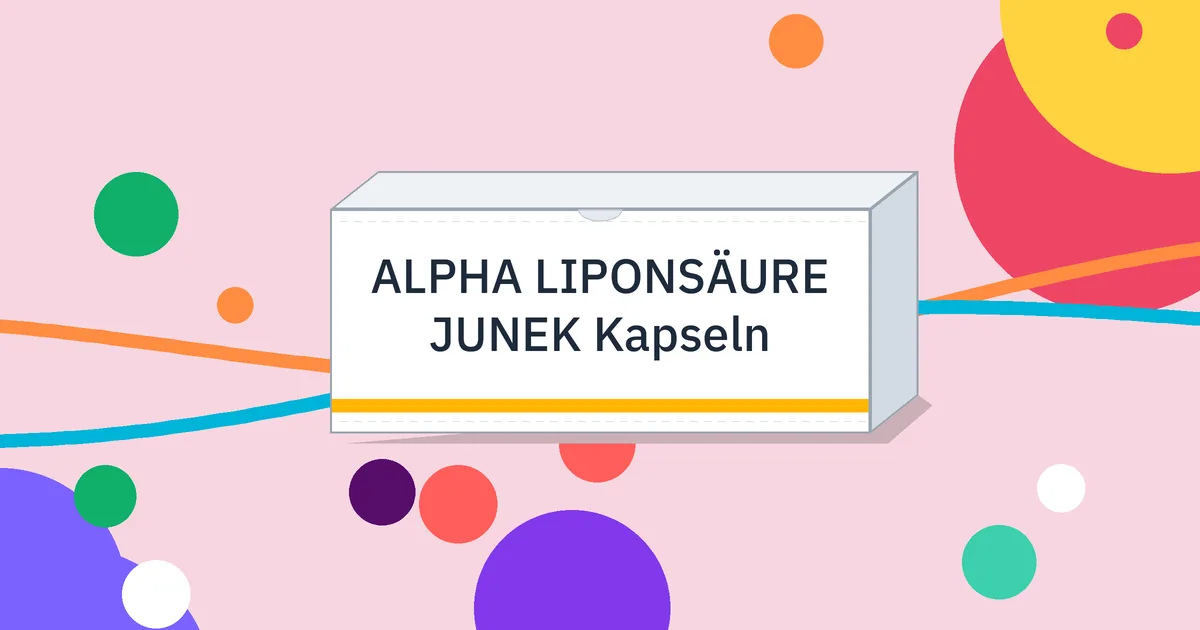 Symbolbild: Packung mit der Aufschrift ALPHA LIPONSÄURE JUNEK Kapseln (PZN 09680166) – Verfügbarkeit und Bezug in Apotheken in Frankfurt am Main