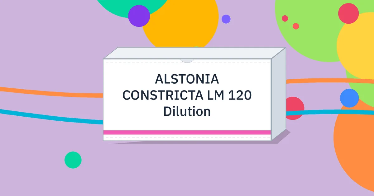 Symbolbild: Packung mit der Aufschrift ALSTONIA CONSTRICTA LM 120 Dilution (PZN 13314674) – Verfügbarkeit und Bezug in Apotheken in Frankfurt am Main