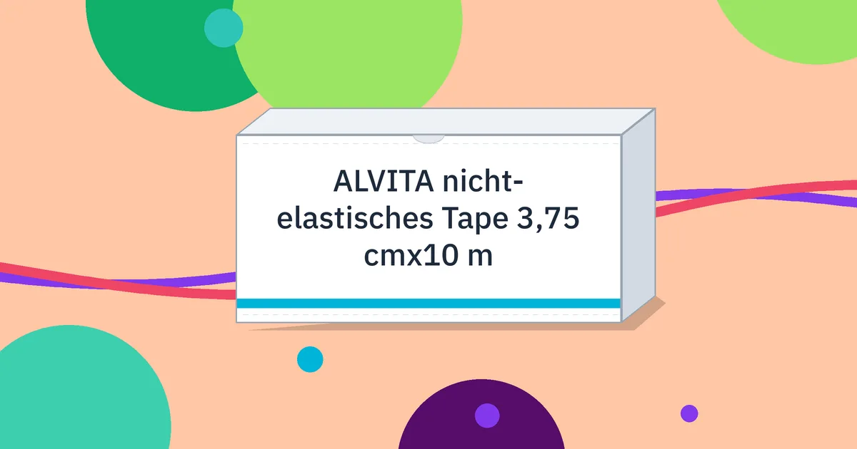 Symbolbild: Packung mit der Aufschrift ALVITA nicht-elastisches Tape 3,75 cmx10 m (PZN 16811404) – Verfügbarkeit und Bezug in Apotheken in Frankfurt am Main