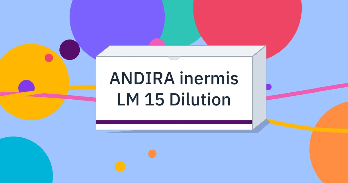 Symbolbild: Packung mit der Aufschrift ANDIRA inermis LM 15 Dilution (PZN 13329316) – Verfügbarkeit und Bezug in Apotheken in Frankfurt am Main