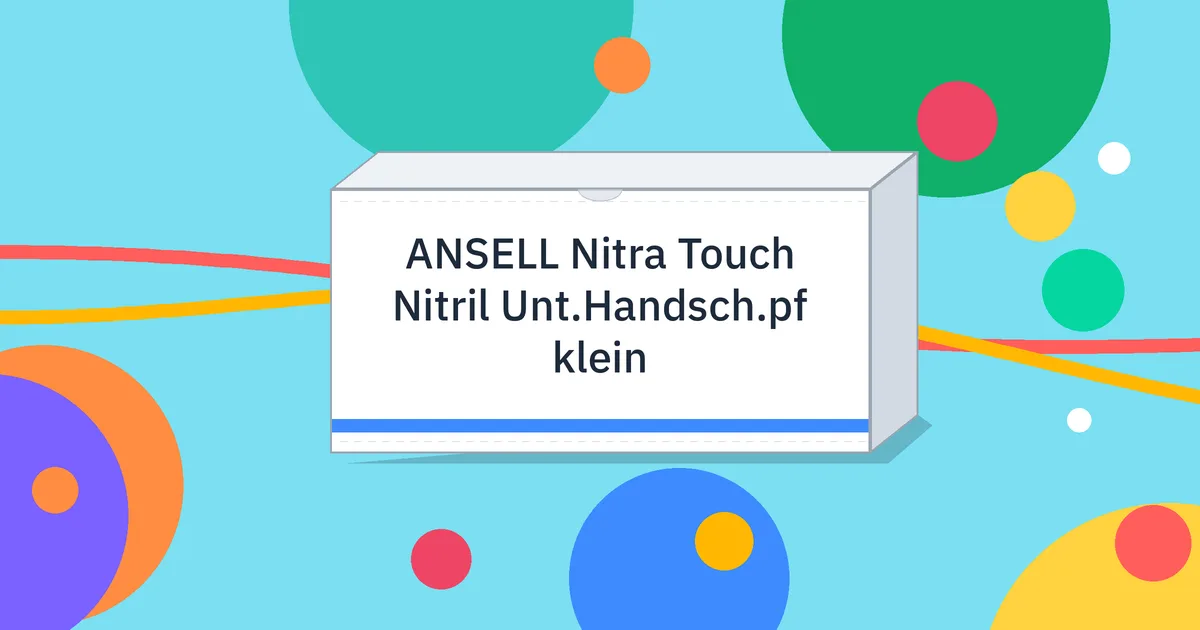 Symbolbild: Packung mit der Aufschrift ANSELL Nitra Touch Nitril Unt.Handsch.pf klein (PZN 06915605) – Verfügbarkeit und Bezug in Apotheken in Frankfurt am Main