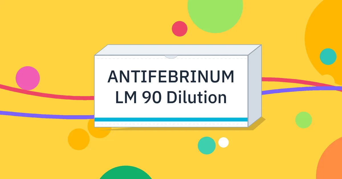 Symbolbild: Packung mit der Aufschrift ANTIFEBRINUM LM 90 Dilution (PZN 13371985) – Verfügbarkeit und Bezug in Apotheken in Frankfurt am Main