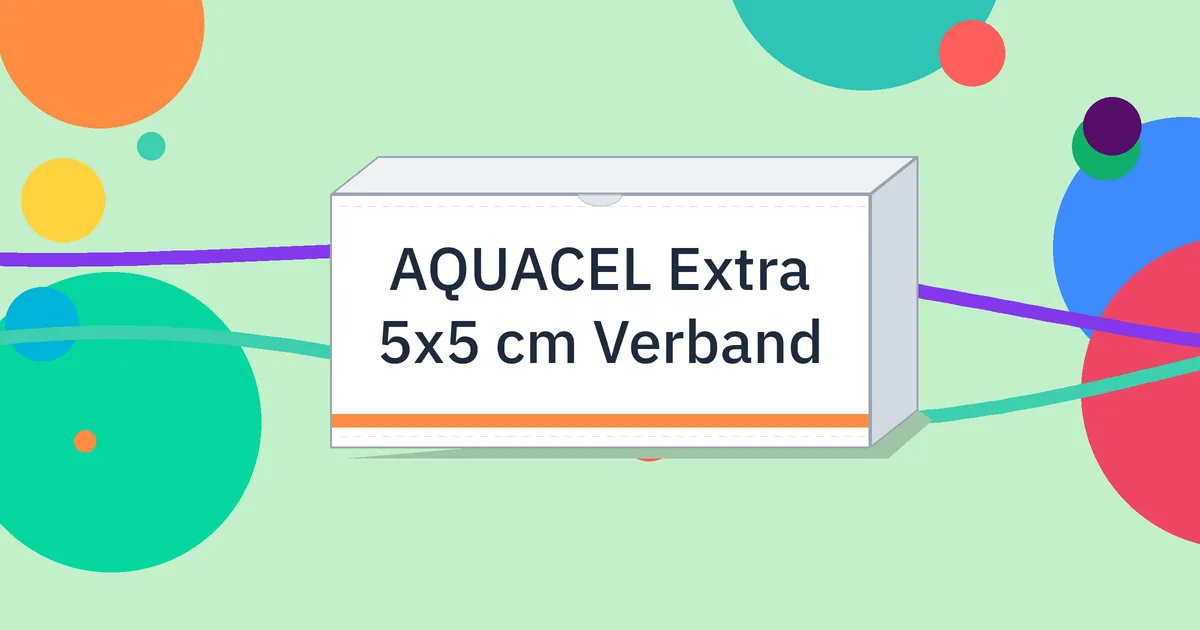 Symbolbild: Packung mit der Aufschrift AQUACEL Extra 5x5 cm Verband (PZN 18126279) – Verfügbarkeit und Bezug in Apotheken in Frankfurt am Main