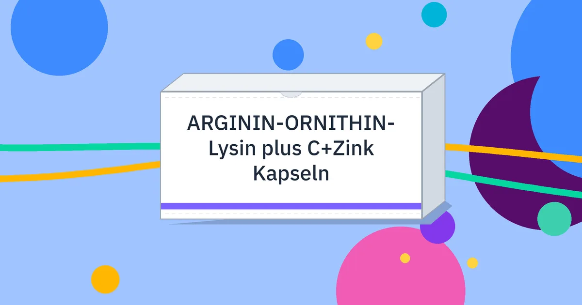 Symbolbild: Packung mit der Aufschrift ARGININ-ORNITHIN-Lysin plus C+Zink Kapseln (PZN 09280604) – Verfügbarkeit und Bezug in Apotheken in Frankfurt am Main