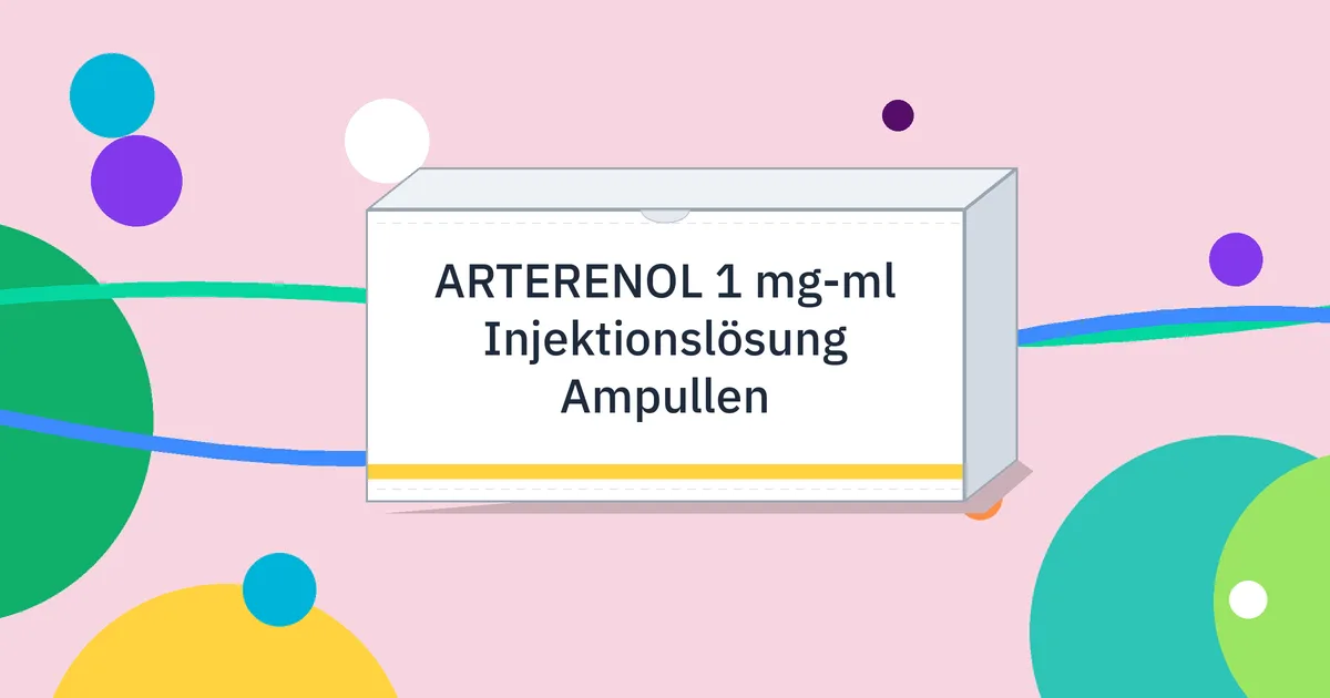 Symbolbild: Packung mit der Aufschrift ARTERENOL 1 mg-ml Injektionslösung Ampullen (PZN 03870227) – Verfügbarkeit und Bezug in Apotheken in Frankfurt am Main