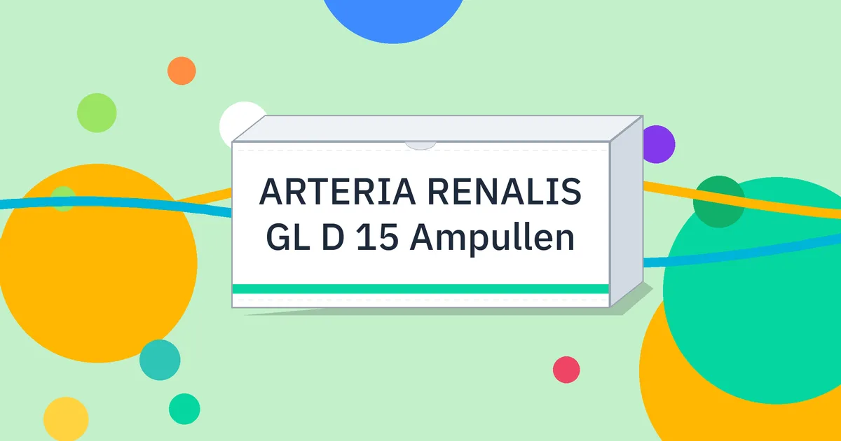Symbolbild: Packung mit der Aufschrift ARTERIA RENALIS GL D 15 Ampullen (PZN 02905366) – Verfügbarkeit und Bezug in Apotheken in Frankfurt am Main