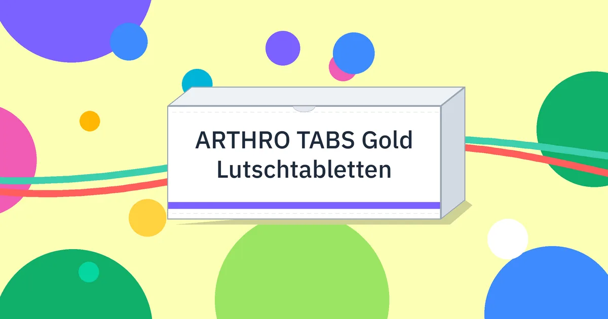 Symbolbild: Packung mit der Aufschrift ARTHRO TABS Gold Lutschtabletten (PZN 12641684) – Verfügbarkeit und Bezug in Apotheken in Frankfurt am Main