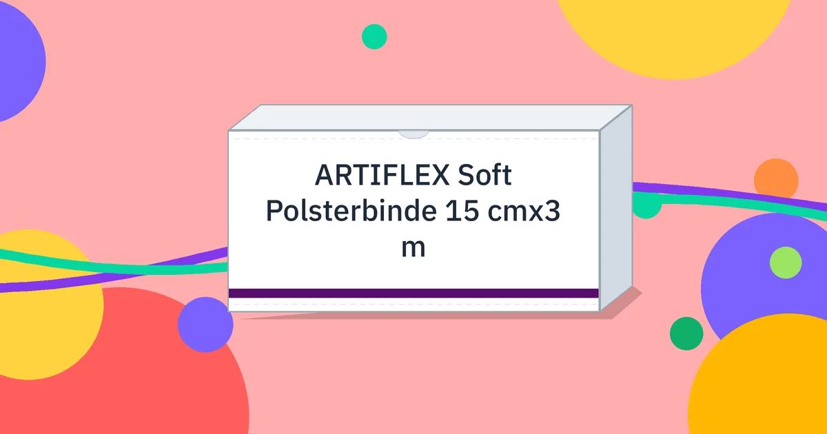 Symbolbild: Packung mit der Aufschrift ARTIFLEX Soft Polsterbinde 15 cmx3 m (PZN 07154456) – Verfügbarkeit und Bezug in Apotheken in Frankfurt am Main