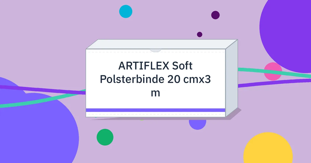 Symbolbild: Packung mit der Aufschrift ARTIFLEX Soft Polsterbinde 20 cmx3 m (PZN 07154462) – Verfügbarkeit und Bezug in Apotheken in Frankfurt am Main