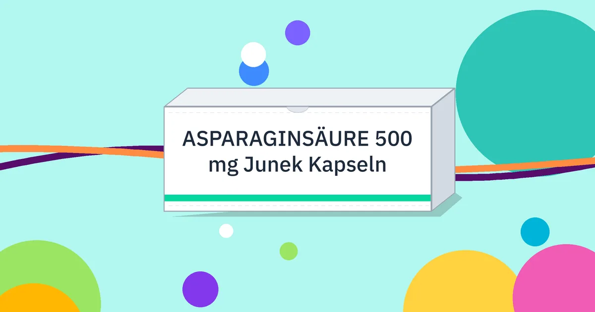 Symbolbild: Packung mit der Aufschrift ASPARAGINSÄURE 500 mg Junek Kapseln (PZN 00132368) – Verfügbarkeit und Bezug in Apotheken in Frankfurt am Main