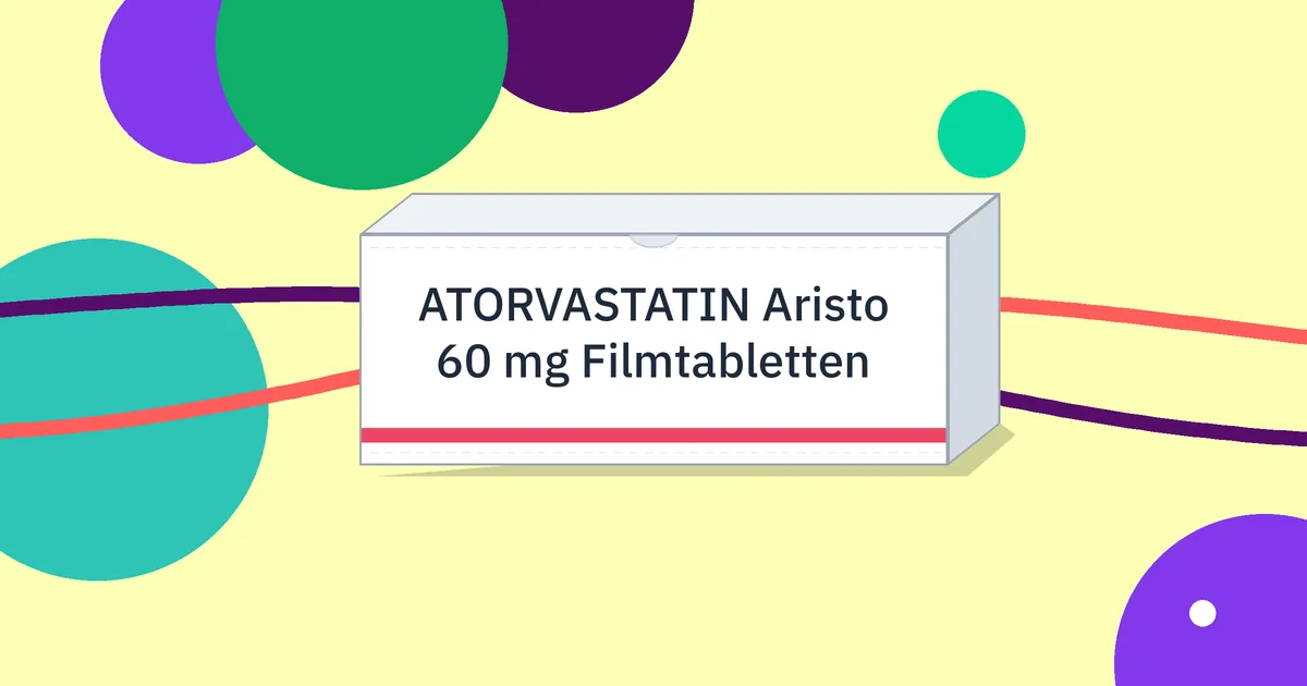 Symbolbild: Packung mit der Aufschrift ATORVASTATIN Aristo 60 mg Filmtabletten (PZN 14359526) – Verfügbarkeit und Bezug in Apotheken in Frankfurt am Main