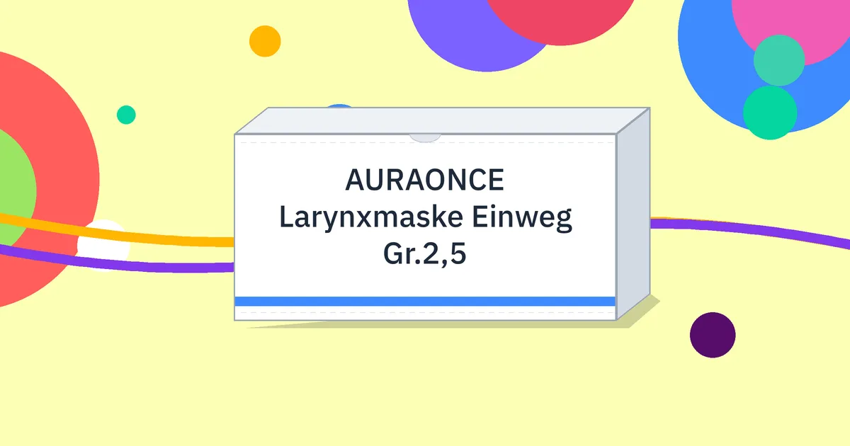 Symbolbild: Packung mit der Aufschrift AURAONCE Larynxmaske Einweg Gr.2,5 (PZN 09393521) – Verfügbarkeit und Bezug in Apotheken in Frankfurt am Main