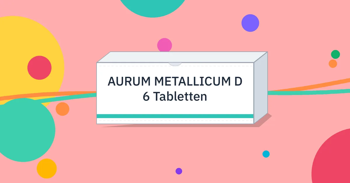 Symbolbild: Packung mit der Aufschrift AURUM METALLICUM D 6 Tabletten (PZN 01759307) – Verfügbarkeit und Bezug in Apotheken in Frankfurt am Main