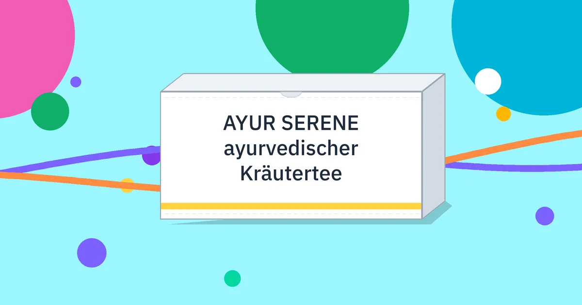 Symbolbild: Packung mit der Aufschrift AYUR SERENE ayurvedischer Kräutertee (PZN 01294989) – Verfügbarkeit und Bezug in Apotheken in Frankfurt am Main