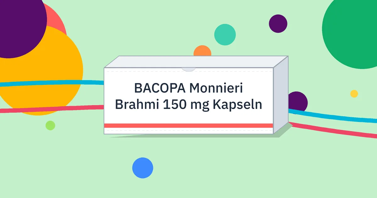 Symbolbild: Packung mit der Aufschrift BACOPA Monnieri Brahmi 150 mg Kapseln (PZN 18055579) – Verfügbarkeit und Bezug in Apotheken in Frankfurt am Main