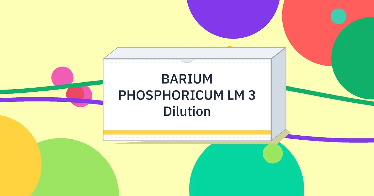 Symbolbild: Packung mit der Aufschrift BARIUM PHOSPHORICUM LM 3 Dilution (PZN 13379082) – Verfügbarkeit und Bezug in Apotheken in Frankfurt am Main