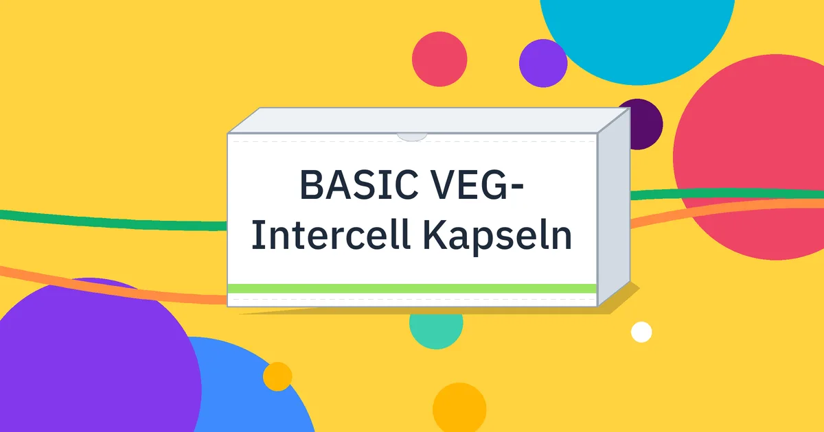Symbolbild: Packung mit der Aufschrift BASIC VEG-Intercell Kapseln (PZN 18066778) – Verfügbarkeit und Bezug in Apotheken in Frankfurt am Main