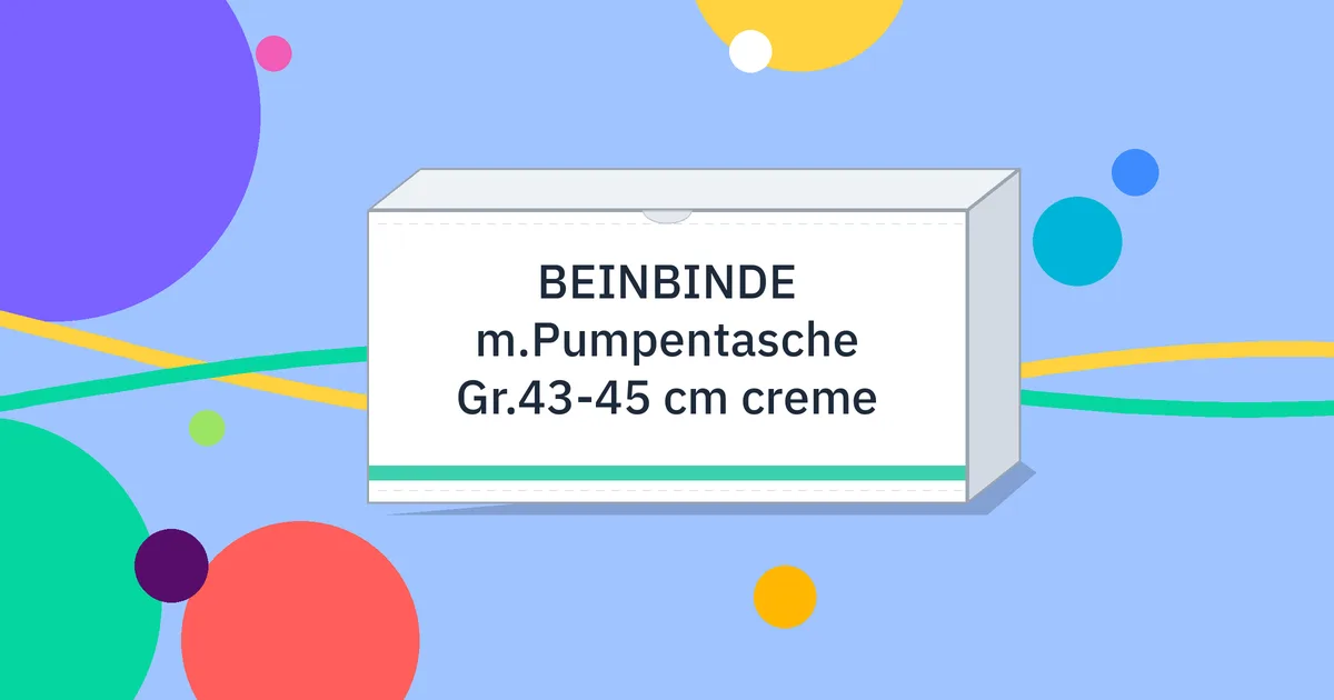 Symbolbild: Packung mit der Aufschrift BEINBINDE m.Pumpentasche Gr.43-45 cm creme (PZN 12461108) – Verfügbarkeit und Bezug in Apotheken in Frankfurt am Main