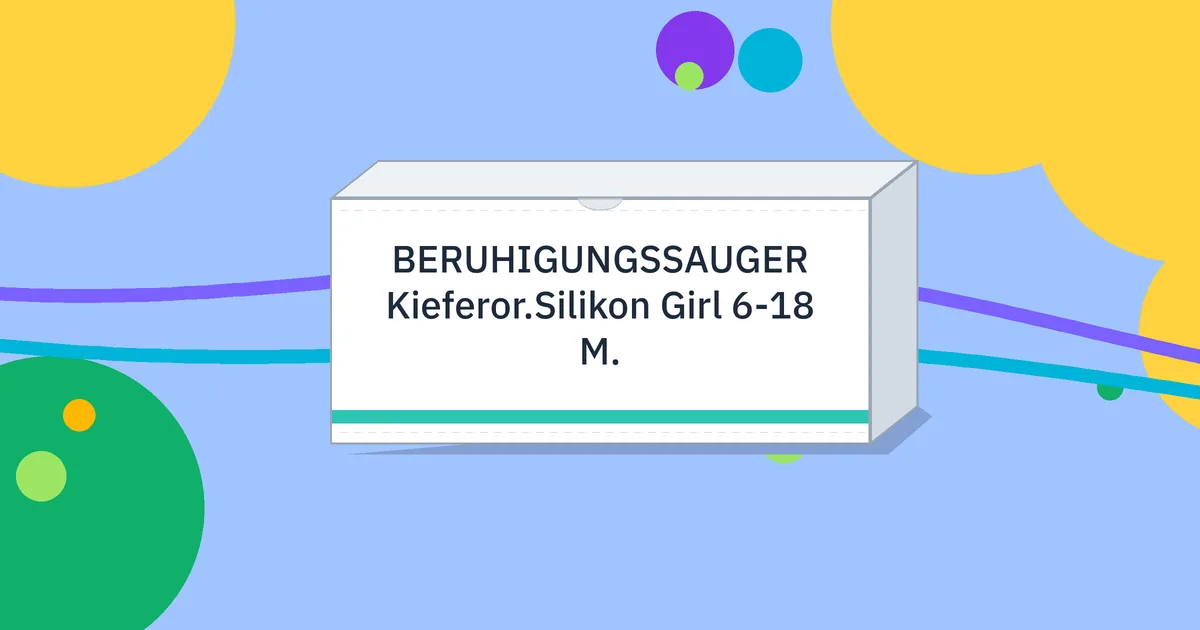 Symbolbild: Packung mit der Aufschrift BERUHIGUNGSSAUGER Kieferor.Silikon Girl 6-18 M. (PZN 10998666) – Verfügbarkeit und Bezug in Apotheken in Frankfurt am Main