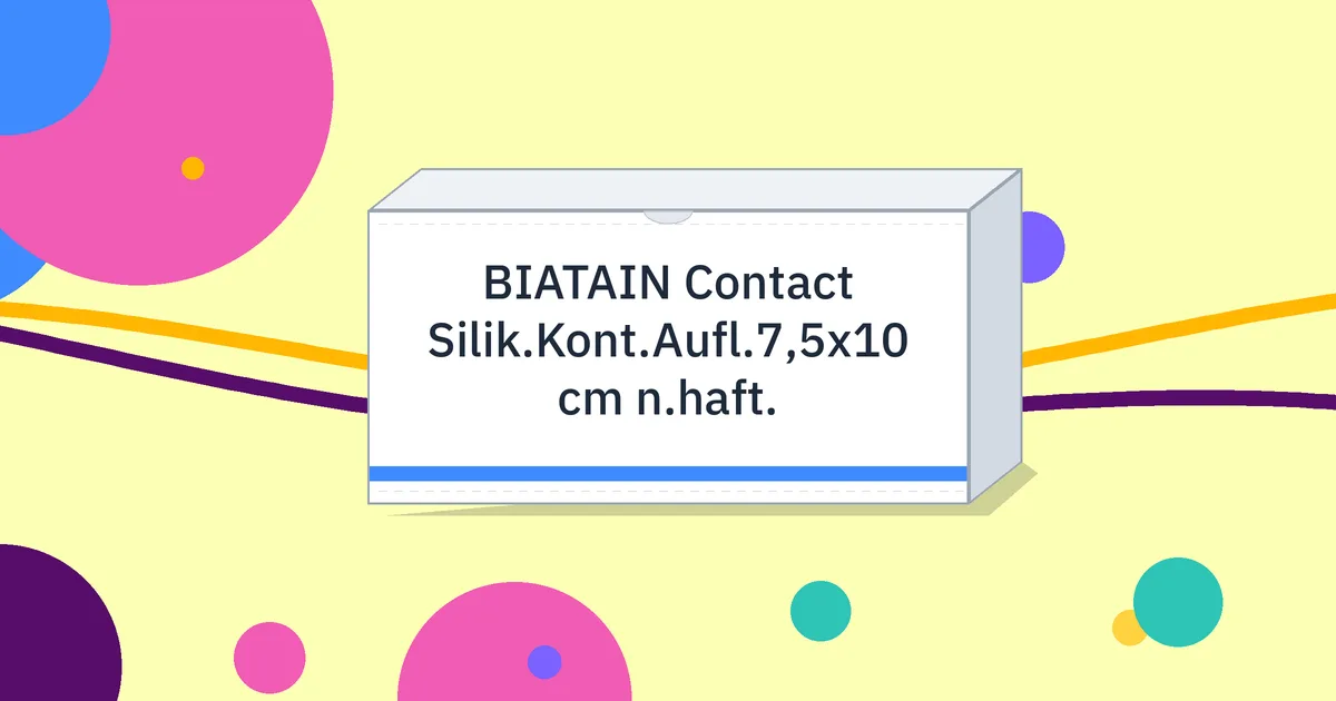 Symbolbild: Packung mit der Aufschrift BIATAIN Contact Silik.Kont.Aufl.7,5x10 cm n.haft. (PZN 19295802) – Verfügbarkeit und Bezug in Apotheken in Frankfurt am Main