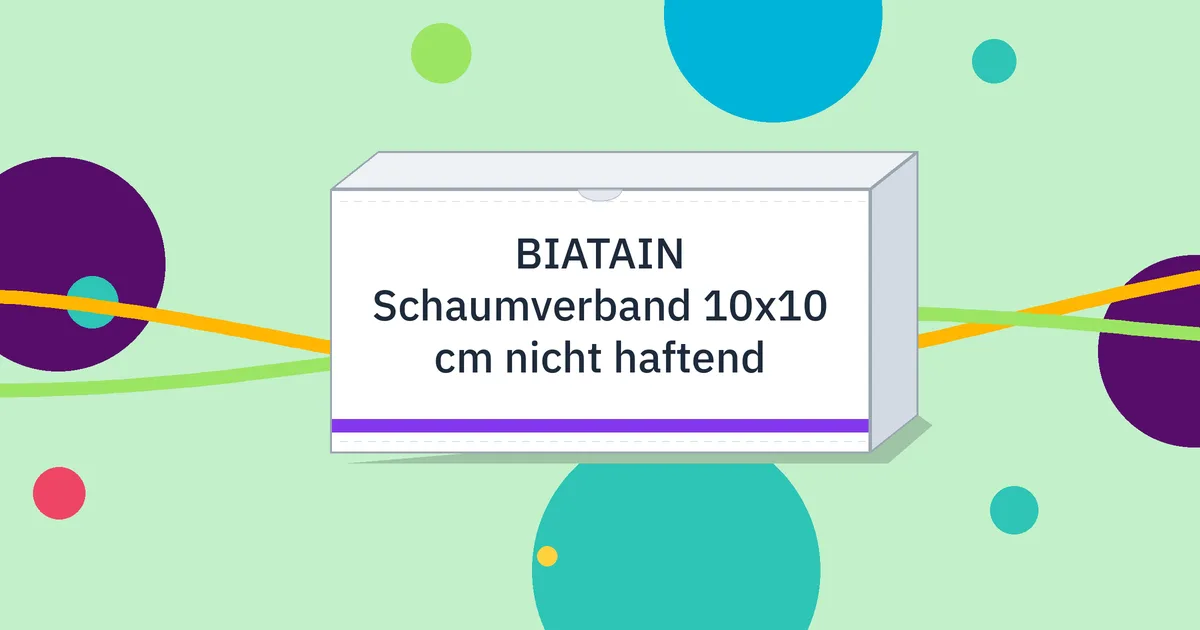 Symbolbild: Packung mit der Aufschrift BIATAIN Schaumverband 10x10 cm nicht haftend (PZN 19740998) – Verfügbarkeit und Bezug in Apotheken in Frankfurt am Main