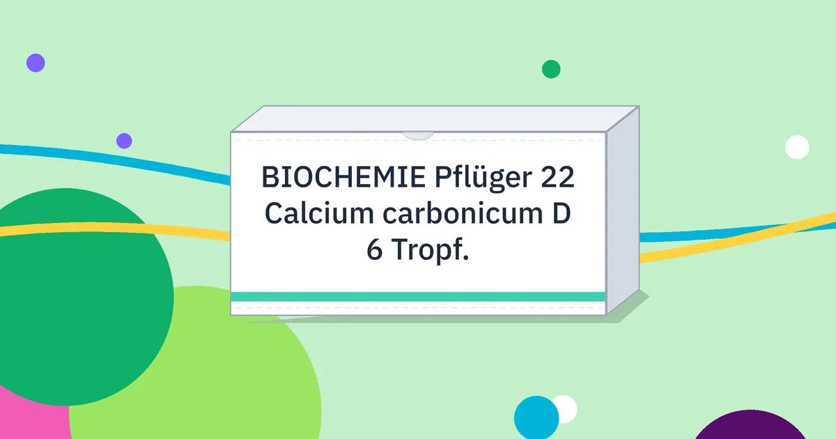 Symbolbild: Packung mit der Aufschrift BIOCHEMIE Pflüger 22 Calcium carbonicum D 6 Tropf. (PZN 09298691) – Verfügbarkeit und Bezug in Apotheken in Frankfurt am Main