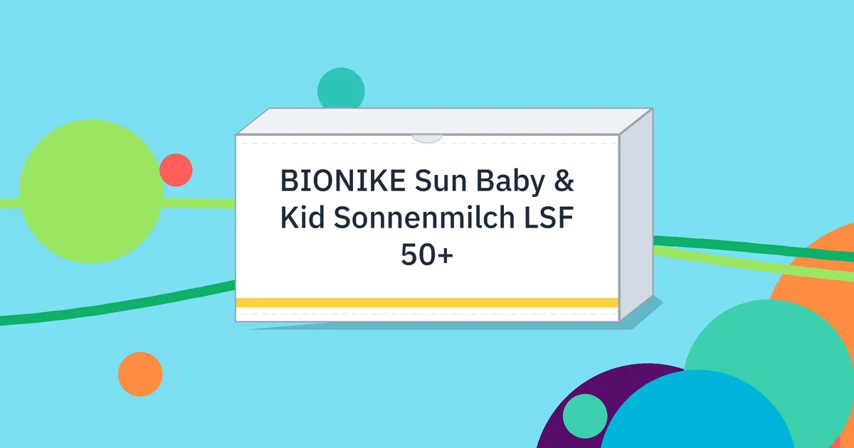Symbolbild: Packung mit der Aufschrift BIONIKE Sun Baby & Kid Sonnenmilch LSF 50+ (PZN 12649935) – Verfügbarkeit und Bezug in Apotheken in Frankfurt am Main