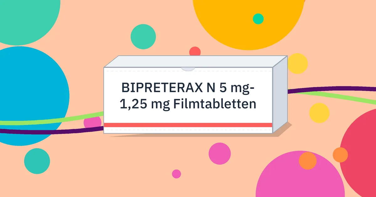 Symbolbild: Packung mit der Aufschrift BIPRETERAX N 5 mg-1,25 mg Filmtabletten (PZN 08407586) – Verfügbarkeit und Bezug in Apotheken in Frankfurt am Main